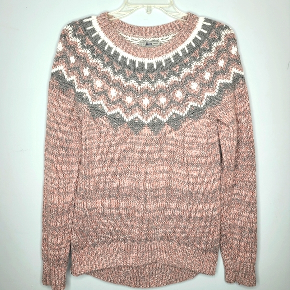 Bass | Sweaters | Bass Fair Isle Cotton Blend Knit Sweater Pink White ...